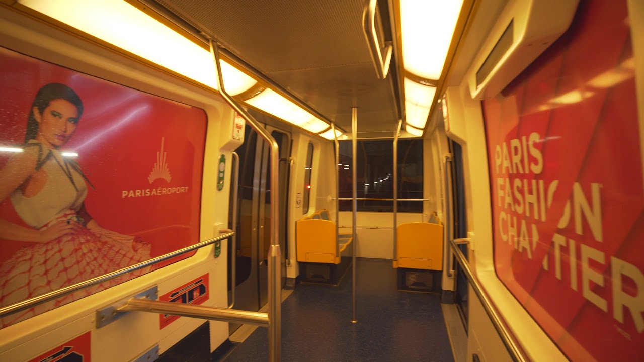 France, Paris, Charles de Gaulle airport, CDGVAL train ride from gates ...