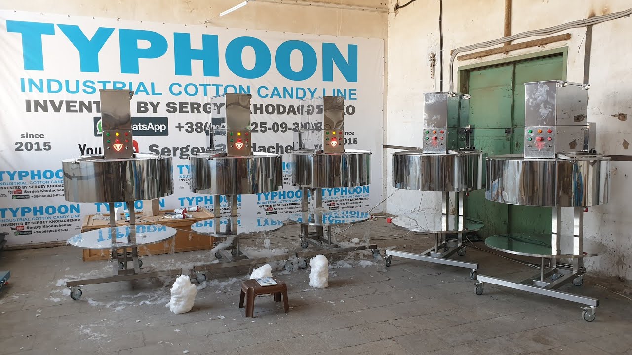 3 Typhoons pro max 40 kg/h cotton candy for Spain is ready! Test - YouTube