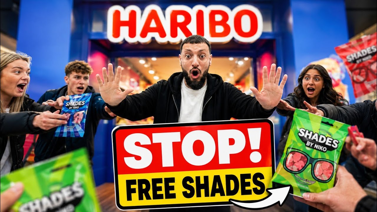 Giving Out FREE Shades by Niko Outside the HARIBO Store - YouTube
