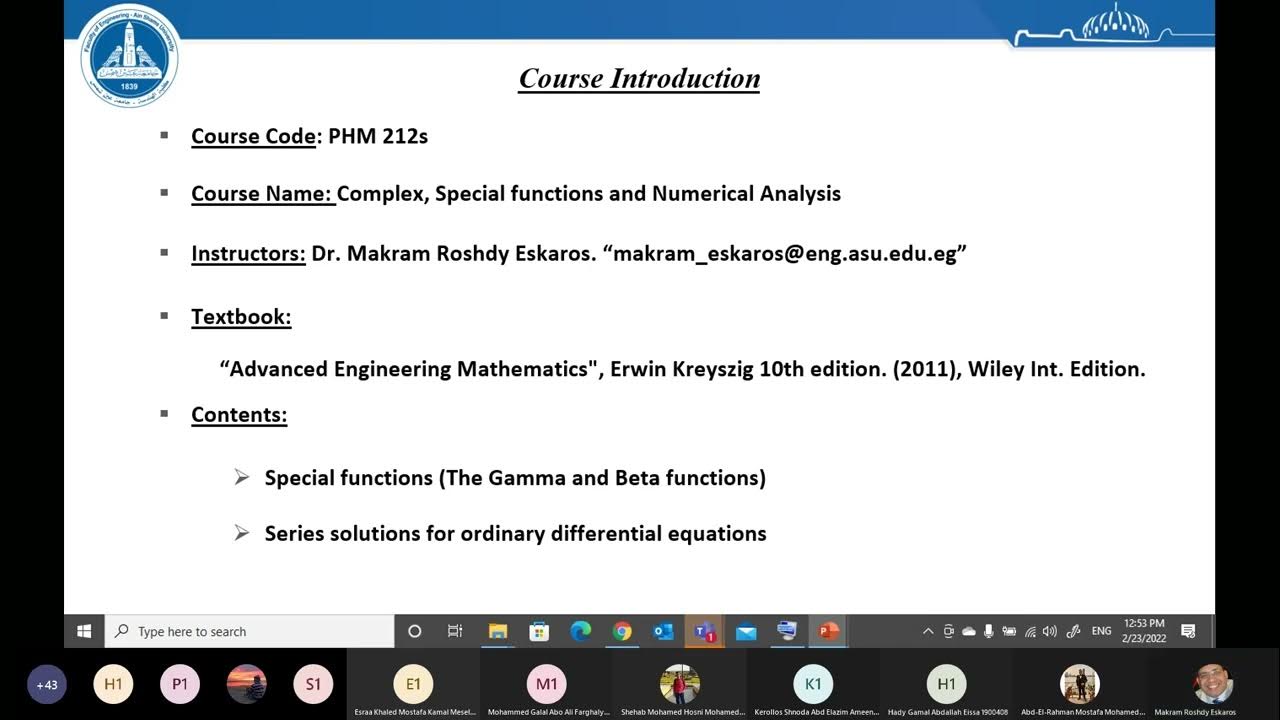 Complex, Special Functions, & Numerical Analysis: Lecture 1 - YouTube