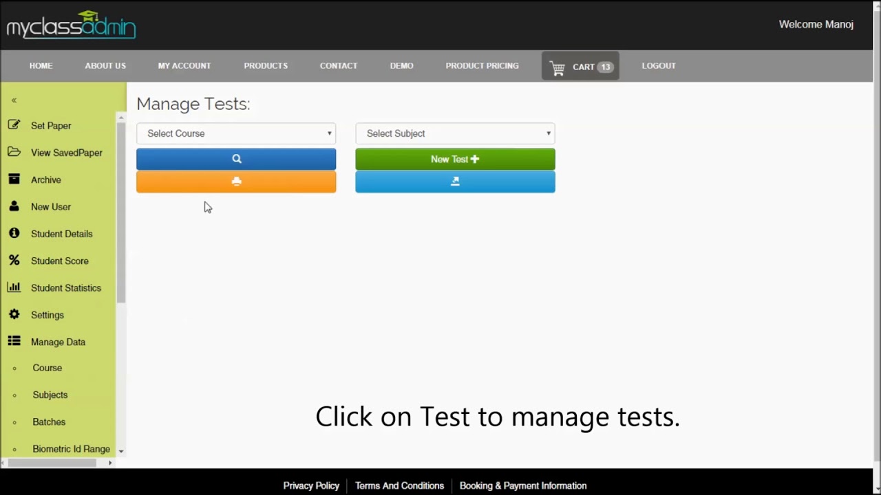 Student Class details and Test upload and Reports module | Myclassadmin ...