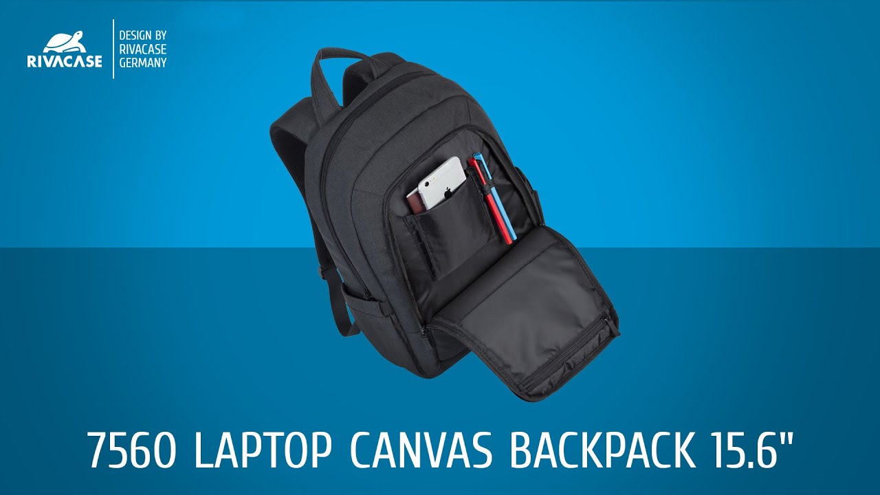RIVACASE 7560 Laptop Canvas Backpack 15.6" - YouTube