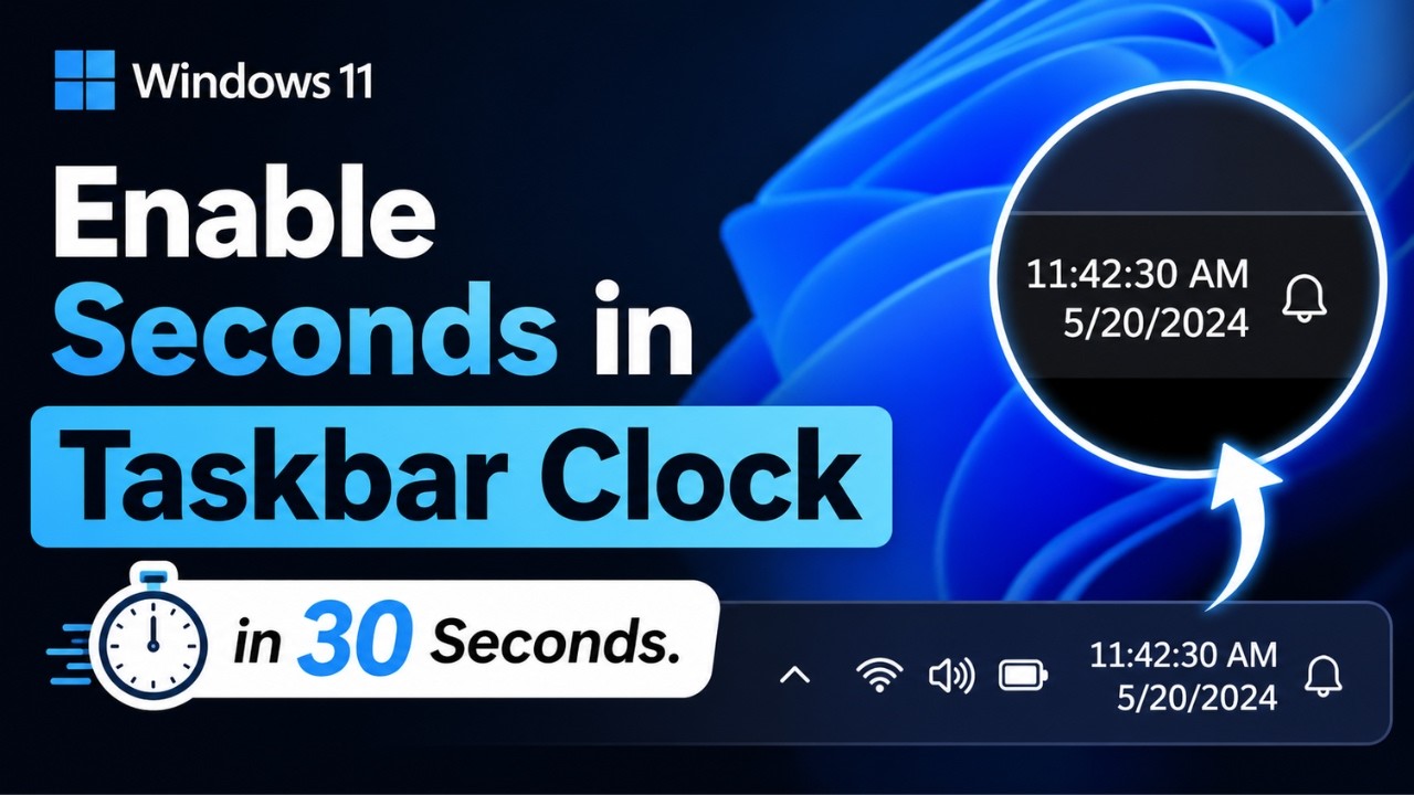 How To Show Seconds in Windows 11 Taskbar Clock in 30 Seconds! ( 2026 ...