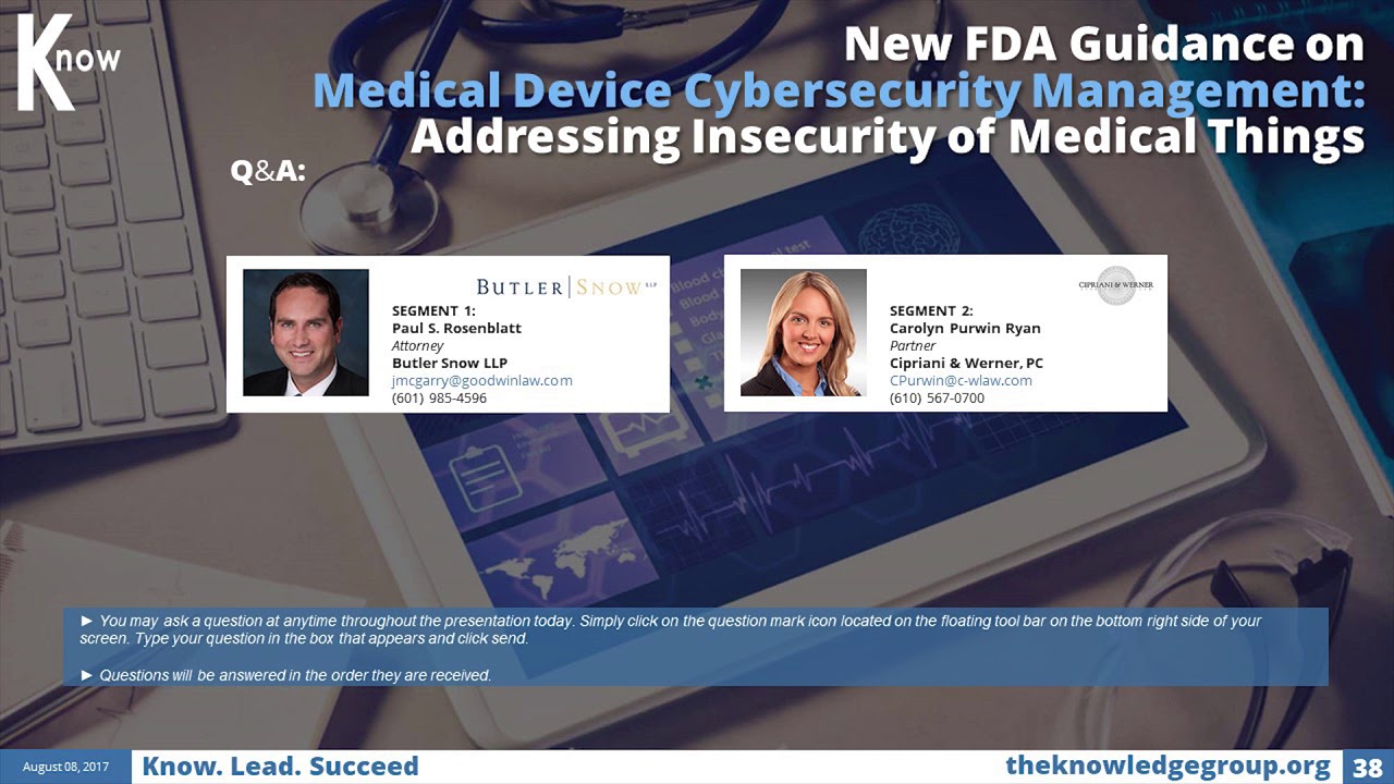 New FDA Guidance on Medical Device Cybersecurity CLE - YouTube