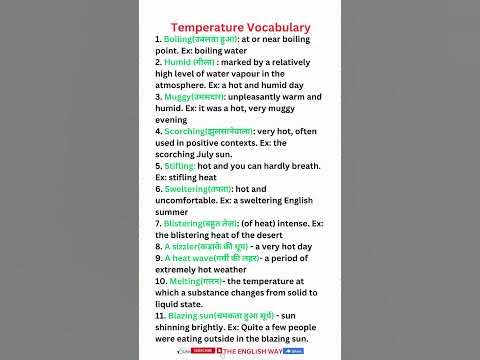 Temperature related vocabulary #shorts #viral - YouTube
