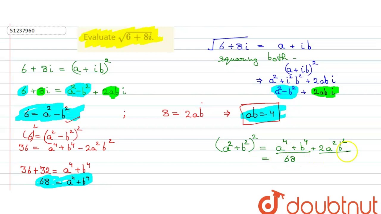 Evaluate `sqrt(6 + 8i)`. - YouTube