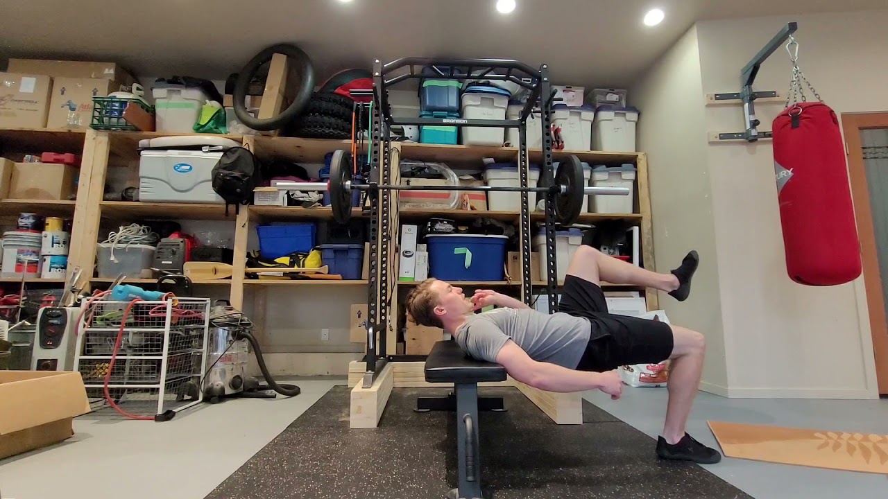 Bench Shoulders Elevated Single Leg Hip Thrust - YouTube