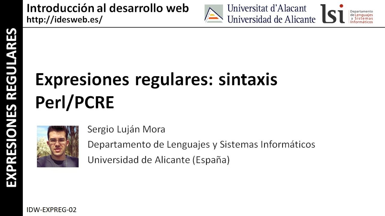 Expresiones regulares: sintaxis Perl/PCRE - YouTube