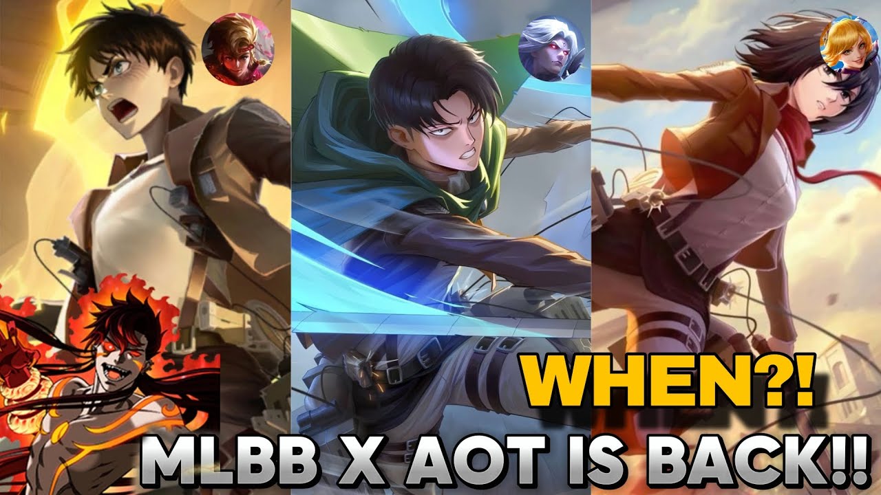 ATTACK ON TITAN IS BACK IN MLBB!! 😱 EREN, LEVI & MIKASA SKINS RETURN ...