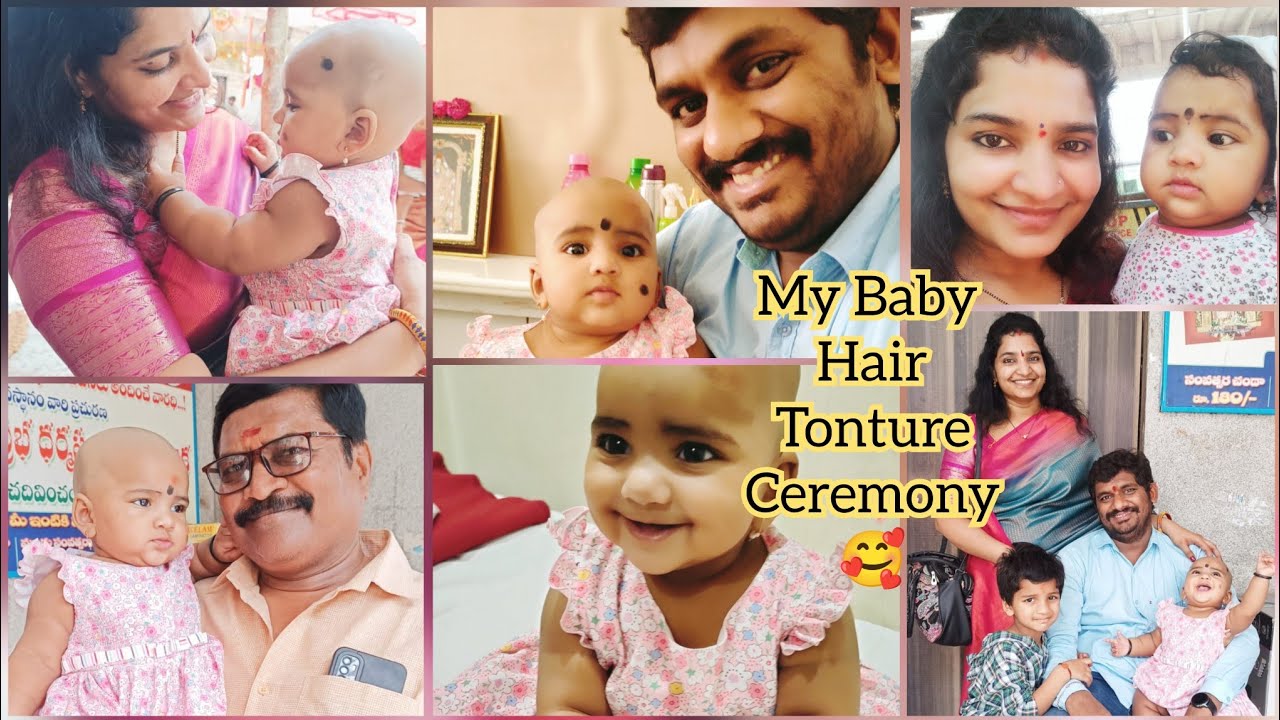 Poorna పుట్టు వెంట్రుకలు తీయించము | Hair Tonture ceremony | @9th month ...