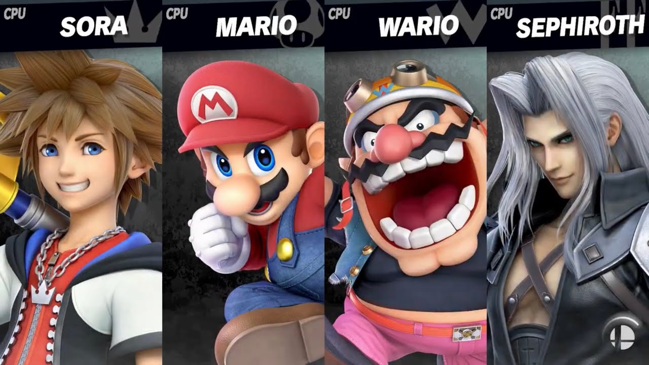 Super Smash Bros. Ultimate - Sora vs Mario vs Wario vs Sephiroth (MEGA ...