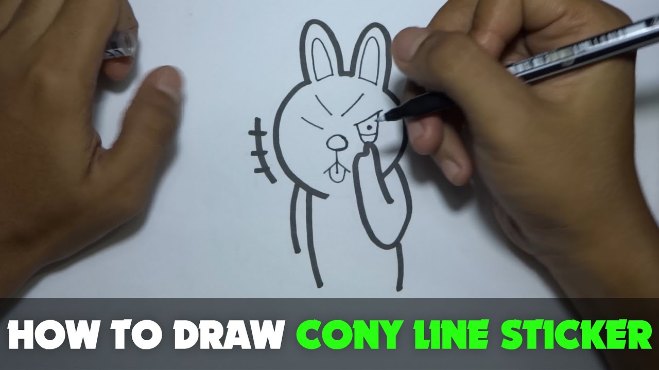 Drawing: How to Draw a Cartoon - Cony *LineSticker (Tutorial Step by ...