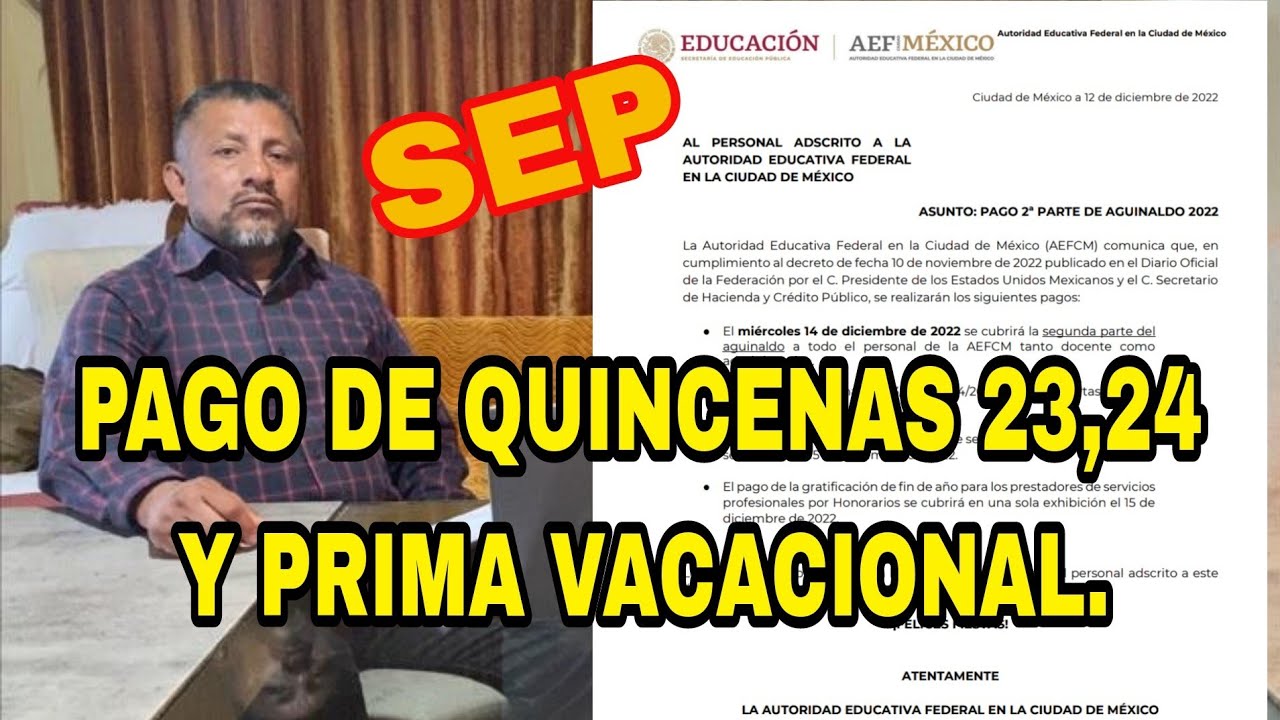 PAGO DE QUINCENA 23, 24, Y PRIMA VACACIONAL - YouTube