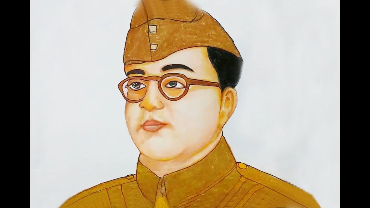 how to draw and painting subhash chandra bose - YouTube
