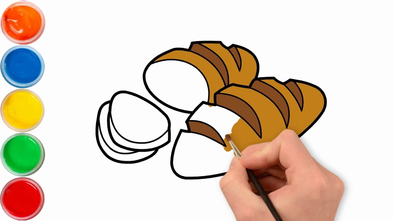 How to draw and color bread for kids easy and step by step? # ...
