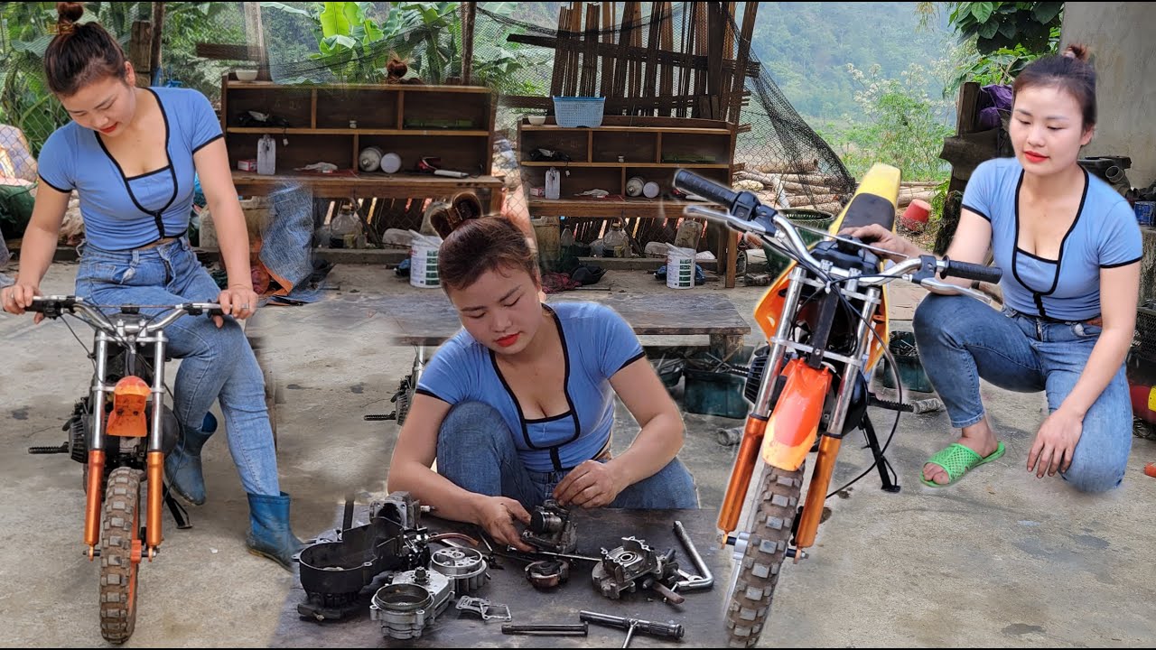 Genius girl restores all mini motorbikes with 50cc 2-stroke engines ...