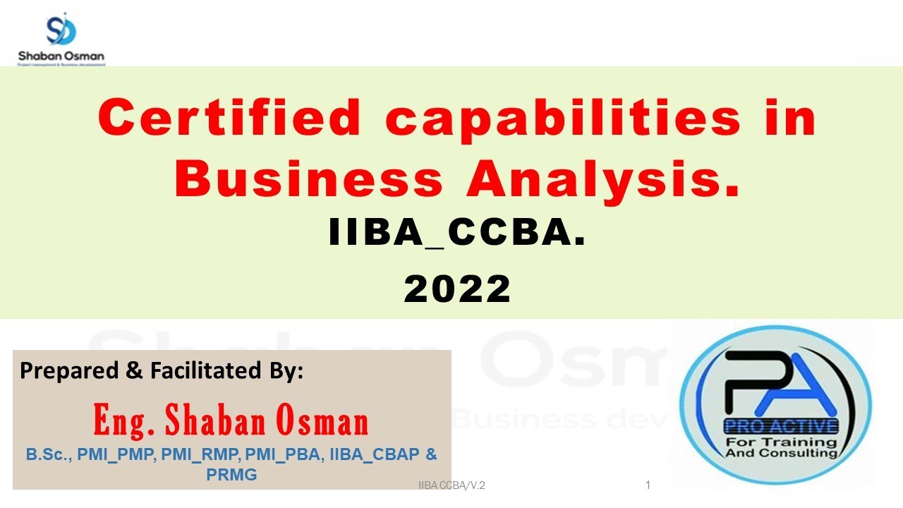 Introduction part| One|IIBA CCBA| - YouTube