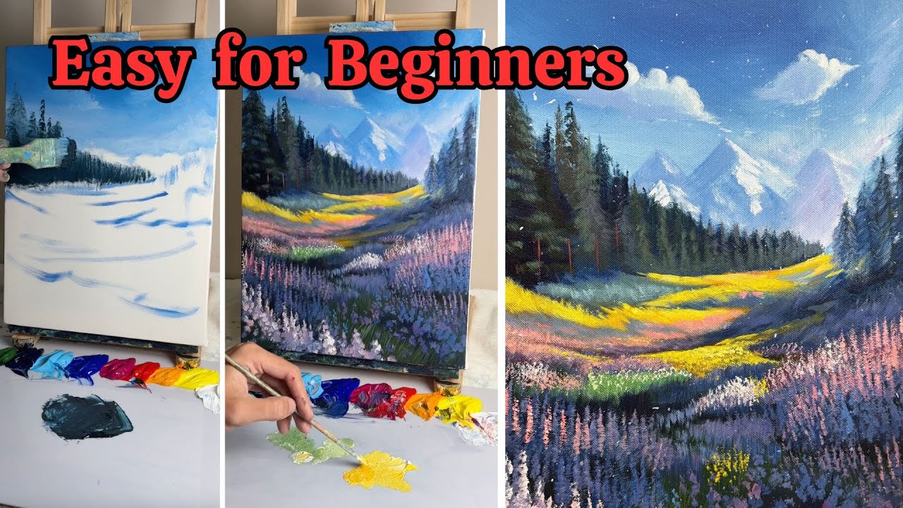 Majestic Mountain Meadow | Acrylic Landscape Painting Tutorial for ...