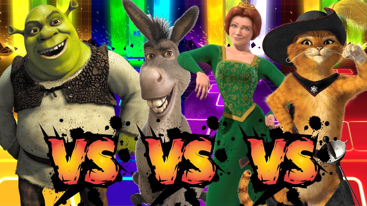 Tiles Hop - Shrek vs Donkey vs Fiona vs Puss in boots - YouTube