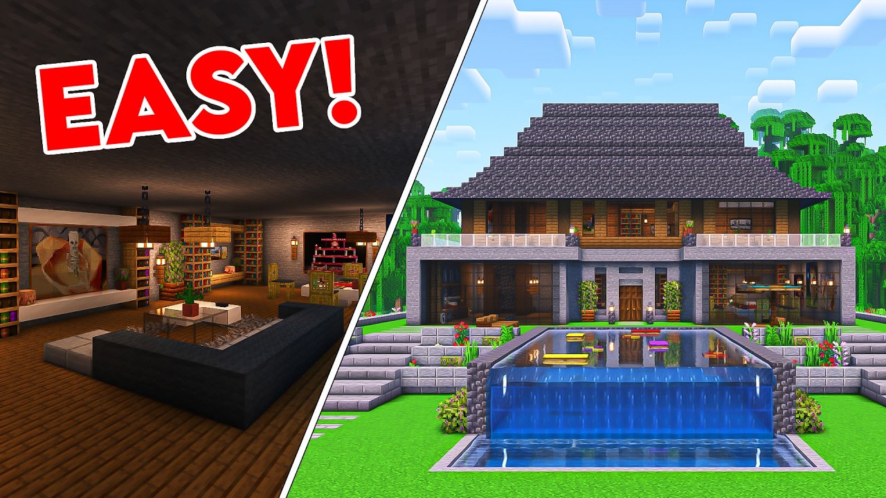 Minecraft: How To Build A Modern Bali House - Tutorial Bali House - YouTube