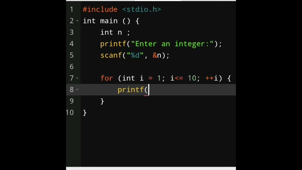 C Program To Generate Multiplication Table ⚡ Education Cprogramming Shorts Youtube