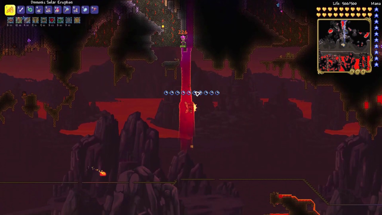 Using water to help build hellevator - Terraria 1.4 - YouTube