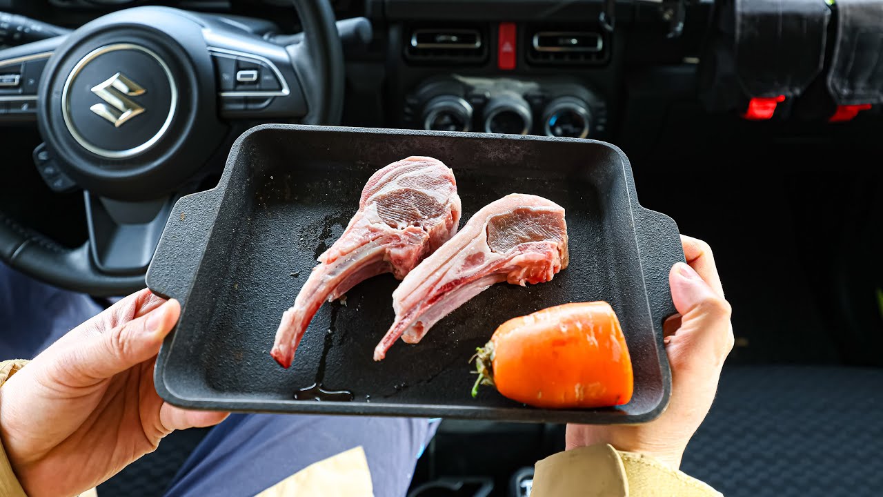 「Camping Lunch」Lamb chops in my car - YouTube