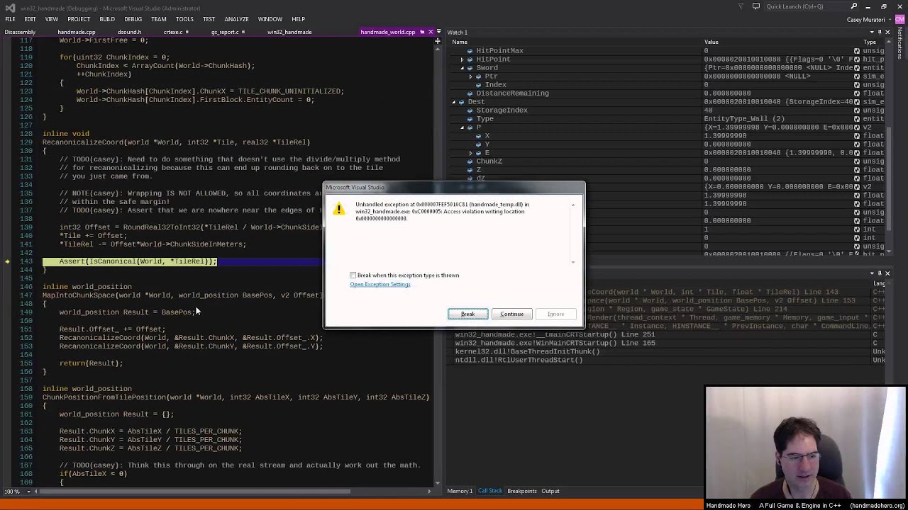 Handmade Hero Day 065 - Finishing the Simulation Region Change - YouTube
