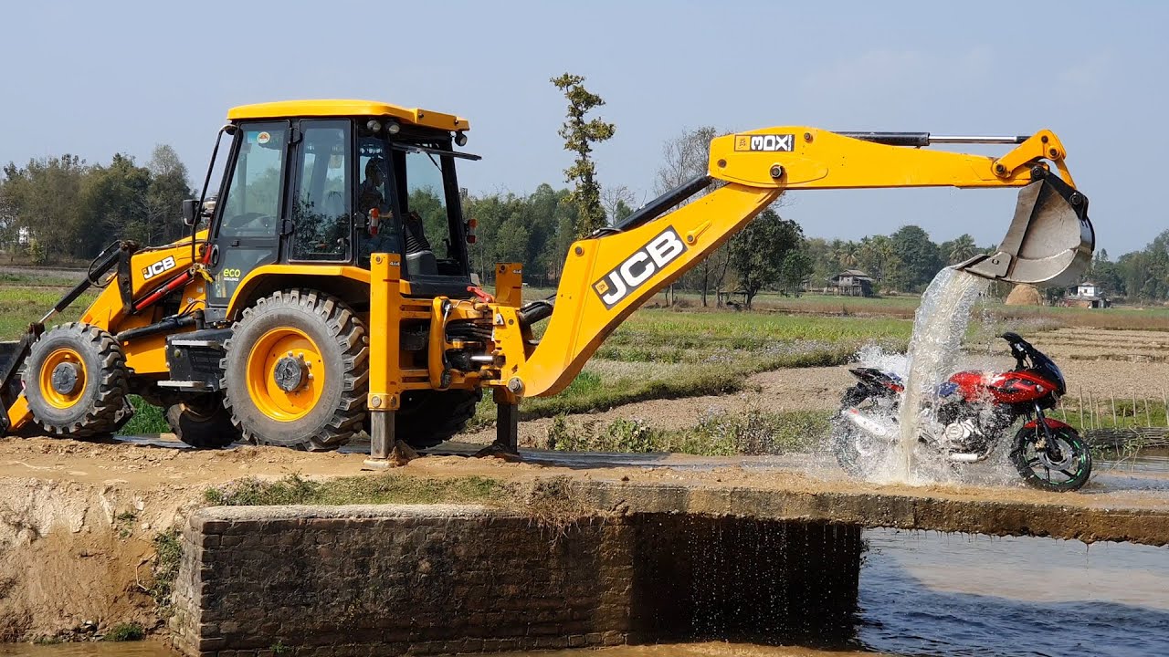 WOW ! it's Amazing ! JCB Fun - JCB Washing Pulsar Bike and Making Fun ...