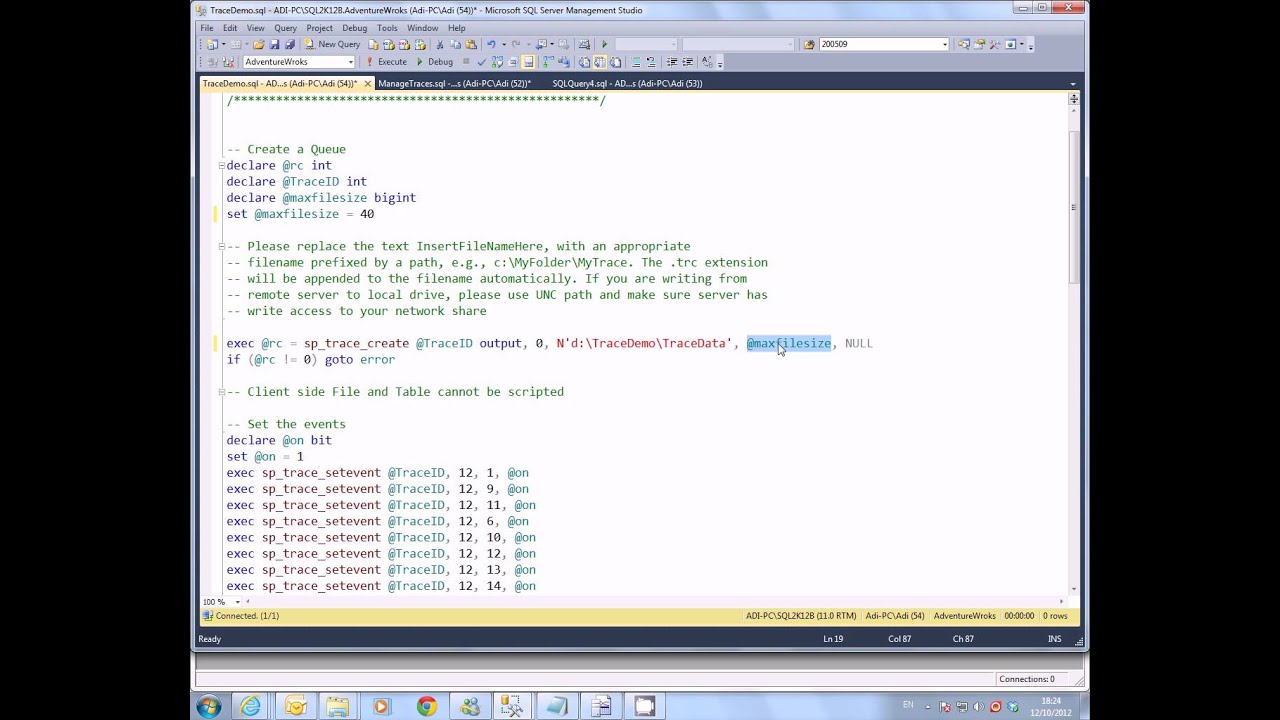 SQL Server - Server side trace - YouTube