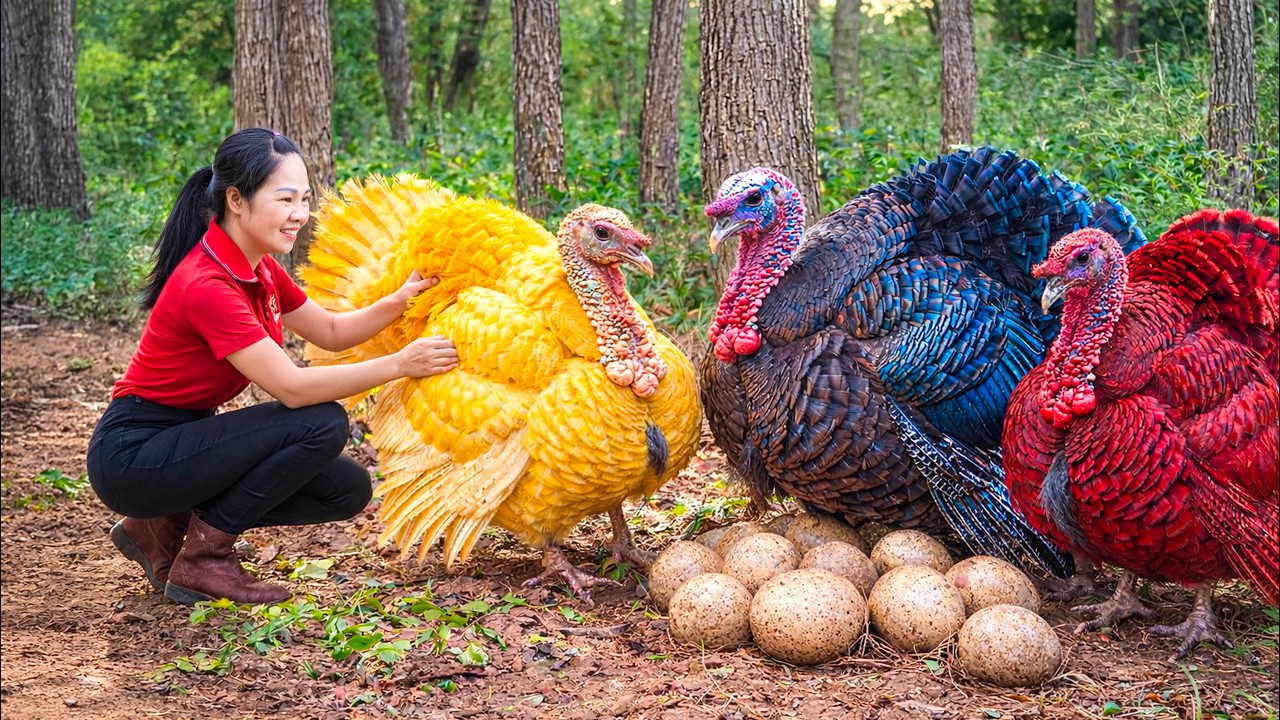 Harvesting Giant Snow Jungle Fowl & Go to Market Sell | Use forest ...