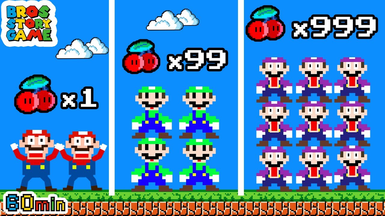 Super Mario Bros. But 999 Double Cherry Makes Mario Double Items ...