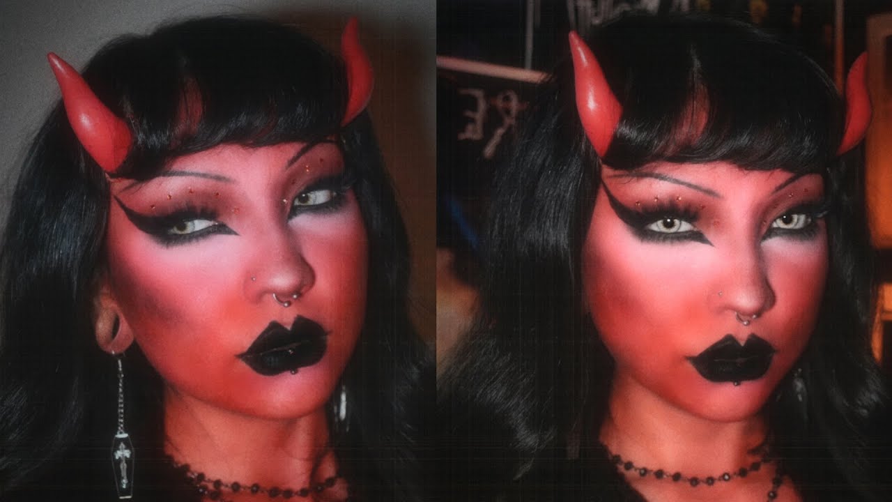 demon makeup look (happy October) - YouTube