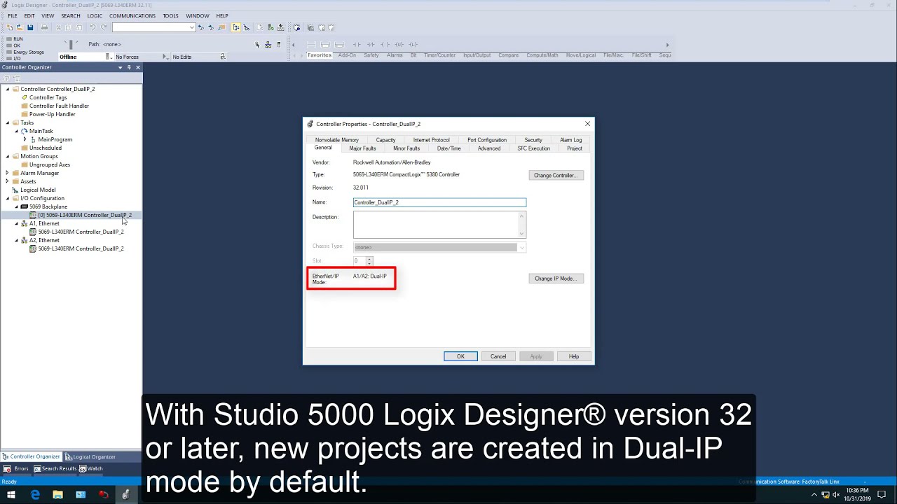 How to configure CompactLogix 5380 controller to operate in Dual IP ...