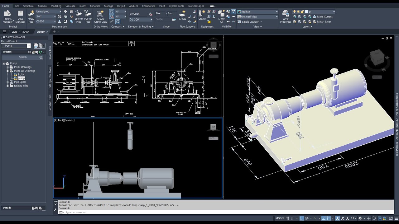 [AP3D] Equipments(Pump) modeling by "Non scale PDF" File. - YouTube