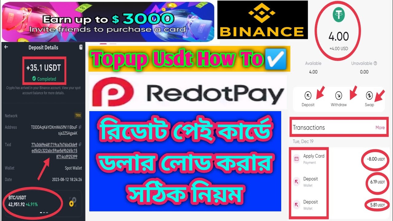 Redotpay virtual visa card Diposit how to | Redotpay ডিপোজিট করার নিয়ম ...