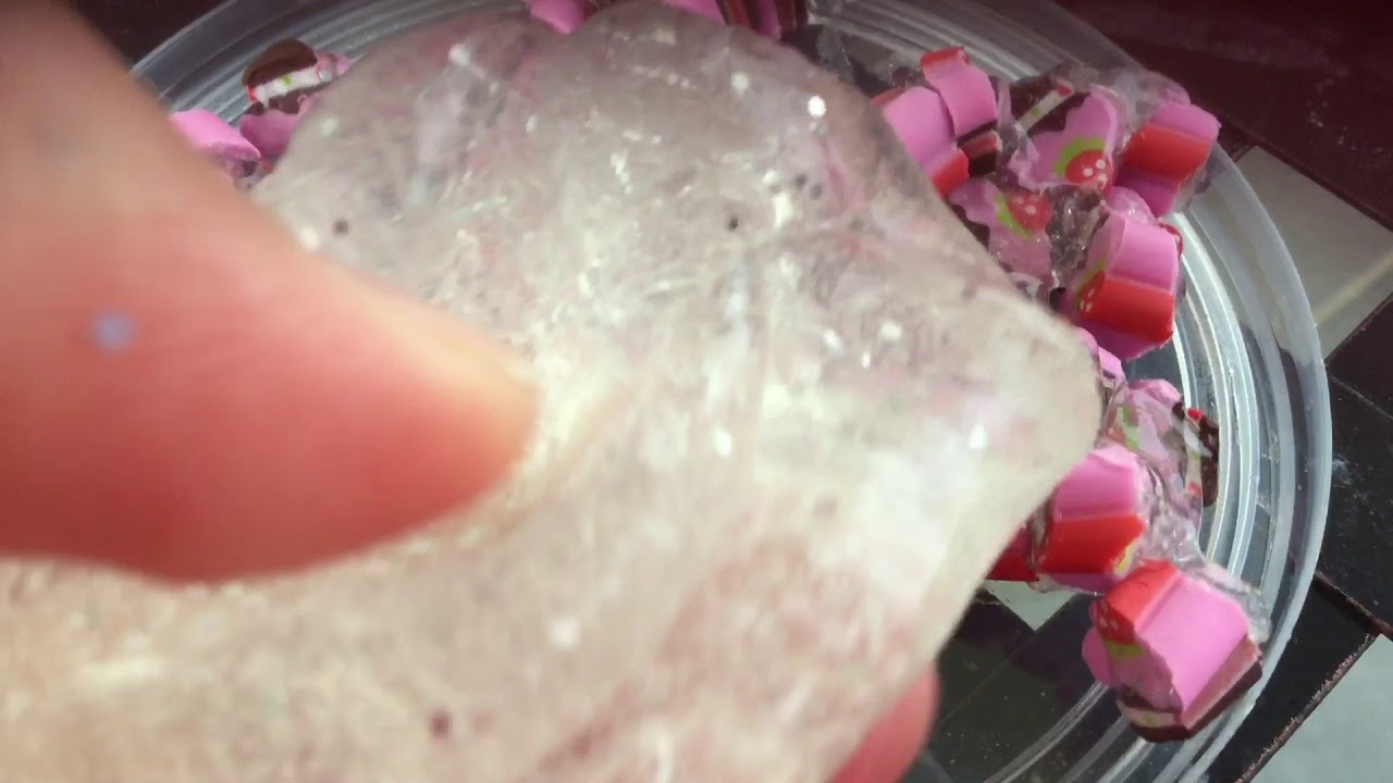 Adding mini erasers into slime! (satisfying) - YouTube