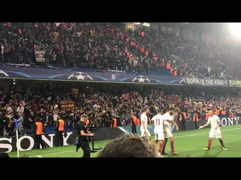 Chelsea - ROMA 3-3 esultanza giallorossa
