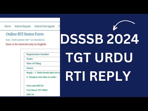 Dsssb tgt urdu 2024||RTI REPLY||#cutoff - YouTube