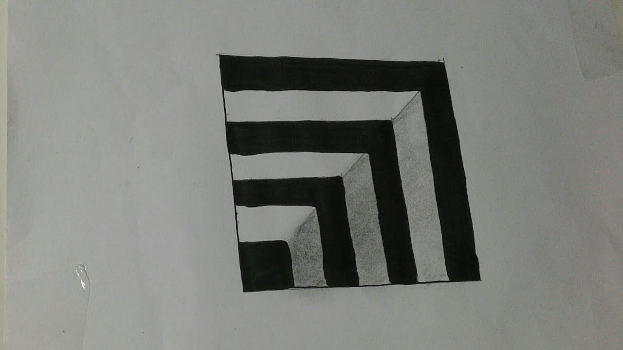 How to Draw 3D Hole | Square 3D hole Tutorial - YouTube