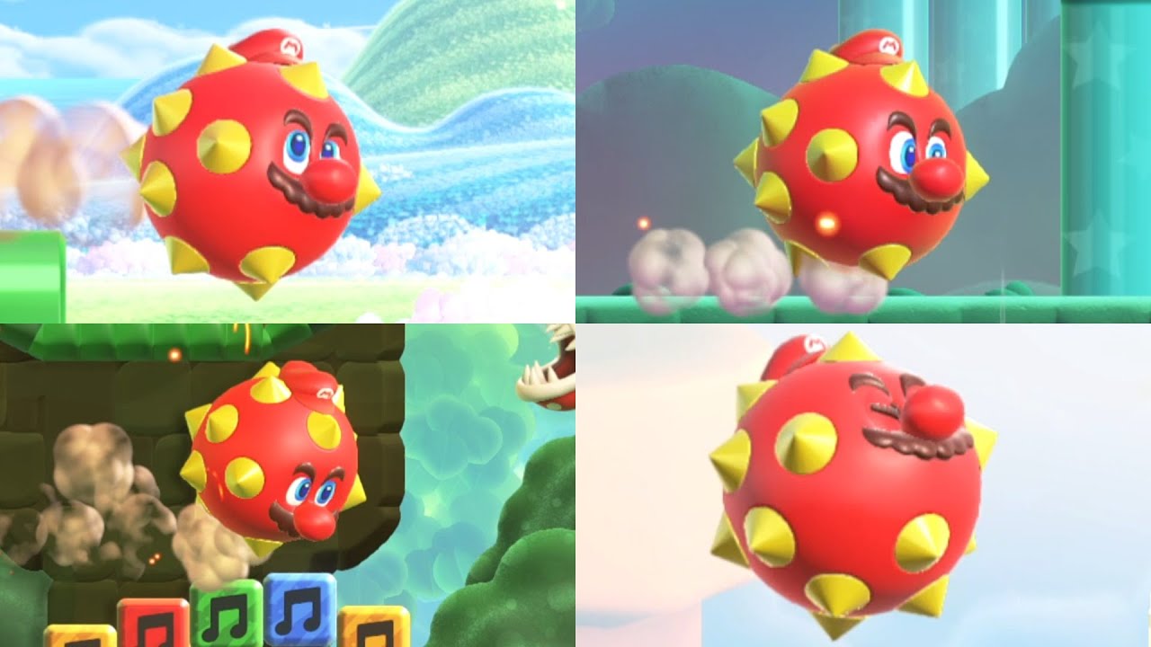 Playing as Spike Ball Mario in ALL Levels!! (Super Mario Bros Wonder ...