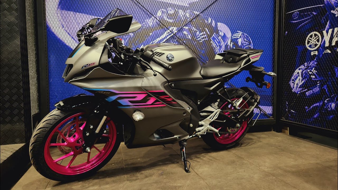 2024 Yamaha R15 New Metallic Grey Pink Colour & Price Review - YouTube