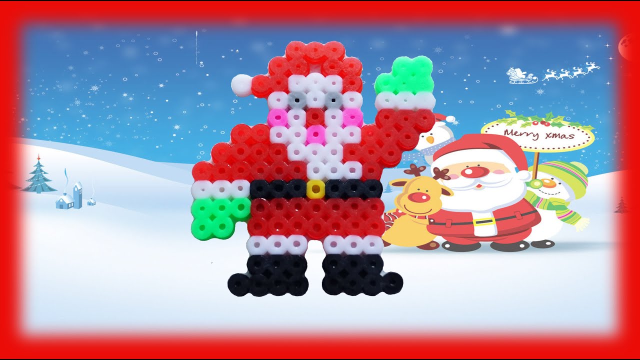 TUTORIAL Hama Beads Pyssla Perler Beads. How to make Santa Claus - YouTube