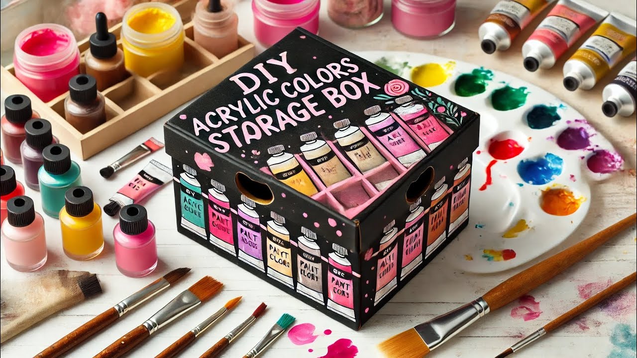 "DIY Acrylic Colors Storage Box | Black & Pink Theme Organizer" - YouTube