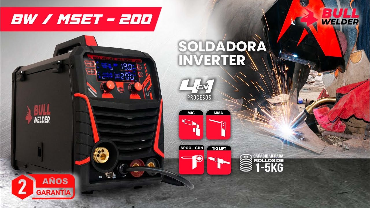 SOLDADORA MULTIPROCESOS 4 EN 1 INVERTER 200 - BW MSET 200 LCD - YouTube