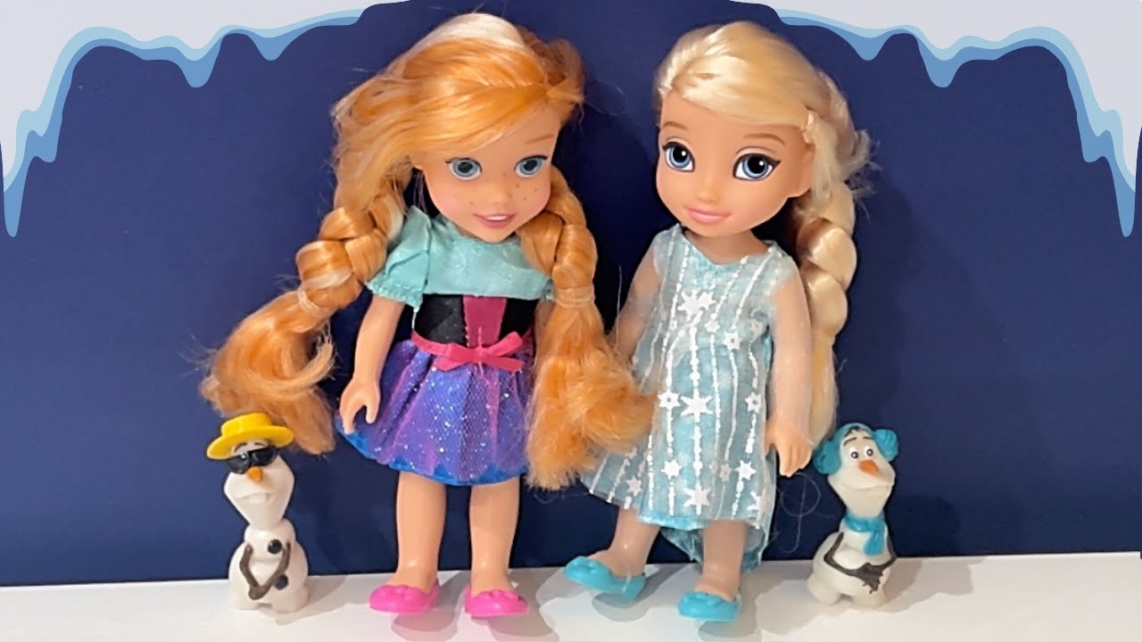 Young Anna & Olaf with Petite Elsa & Olaf Mini Toddlers Dolls Unboxing ...