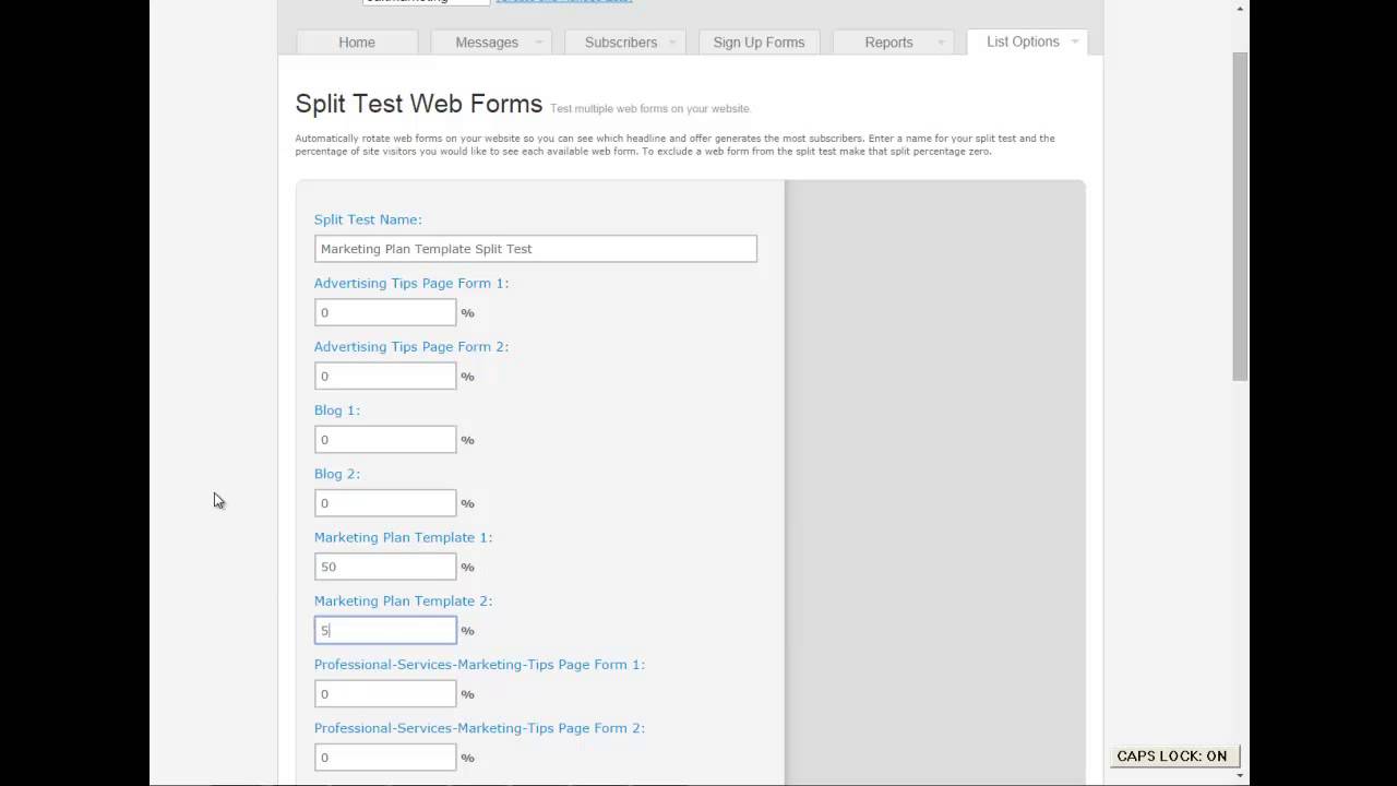Aweber Split Testing Forms - YouTube