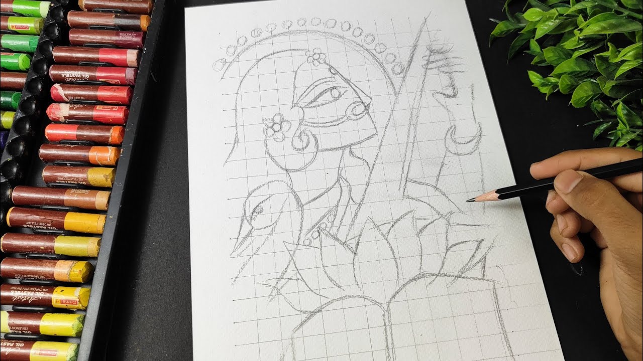 DRAW WITH ME , SARASWATI MATA ABSTRACT ART ️ - YouTube