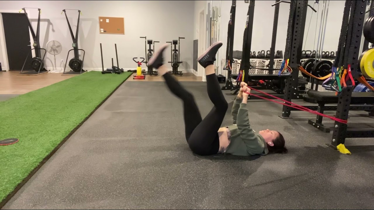 Banded Overhead Pull Down + Single Leg Lower - YouTube
