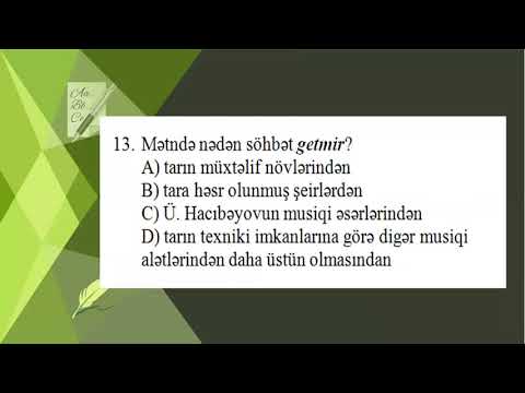 Azərbaycan dili 6-cı sinif BSQ-1 suallarının videohəlləri.(11-15-ci suallar)